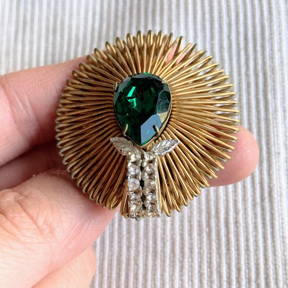 Vintage | Jewelry | Vintage Denbe Signed Emerald Green Glass Teardrop ...